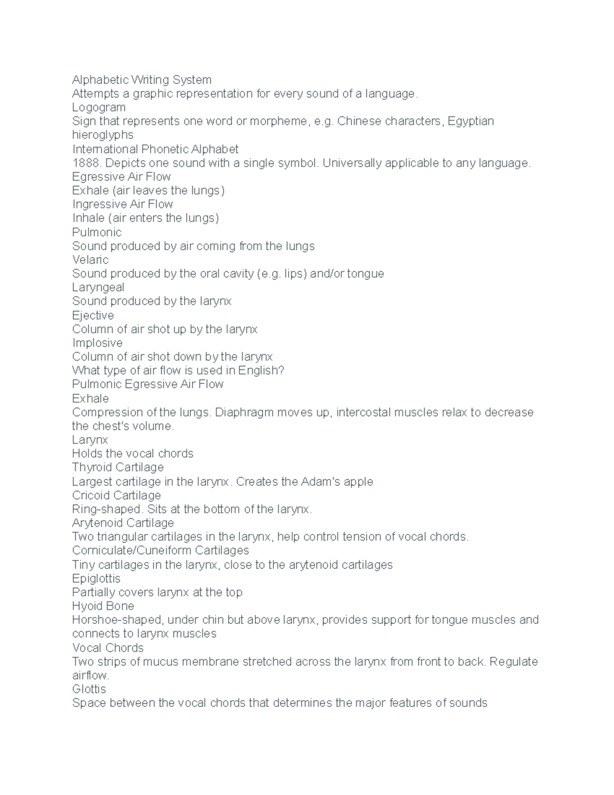 Chapter 1 lecture notes - Alphabetic Writing System Attempts a graphic ...