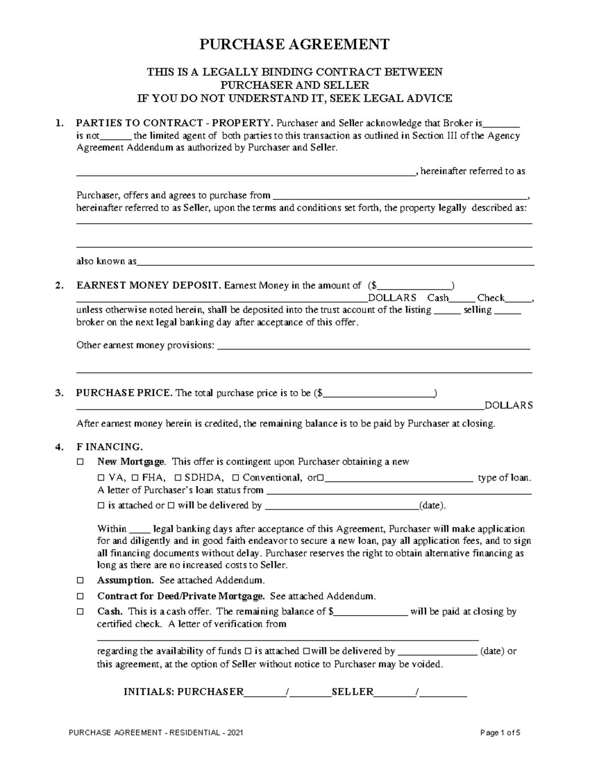 Purchase agreement - PURCHASE AGREEMENT THIS IS A LEGALLY BINDING ...