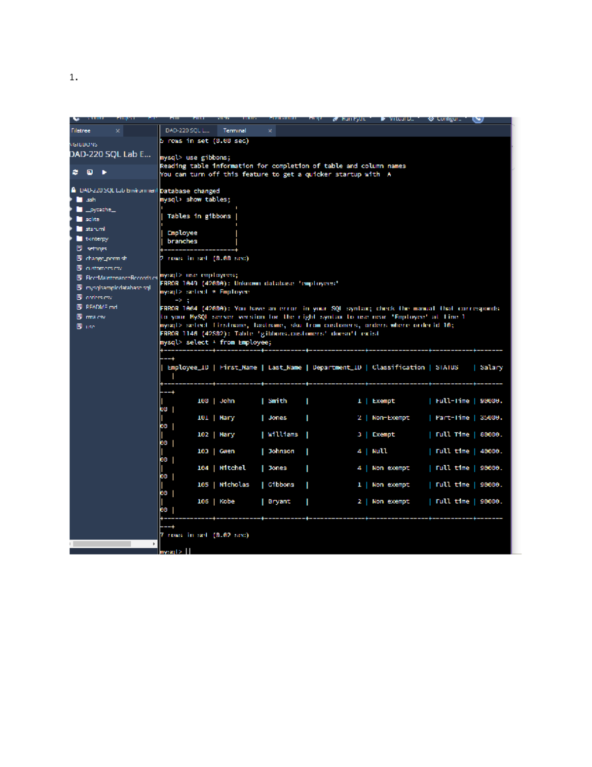 3-2 lab for dad-220 - 8 part b A1. The joins I used in this assignment ...