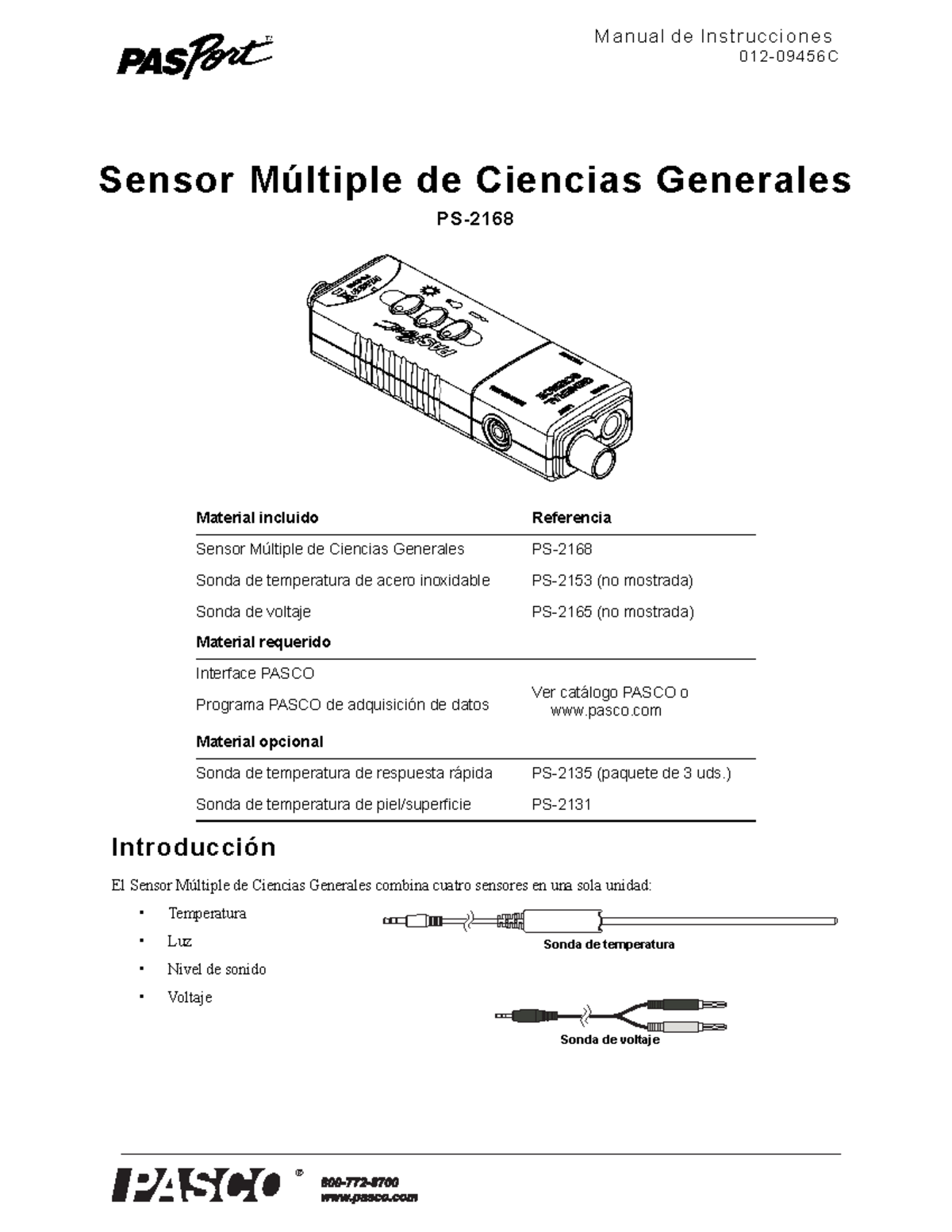 PS 2168 Sensor Multiple de Ciencias Generales - Manual de Instrucciones ...