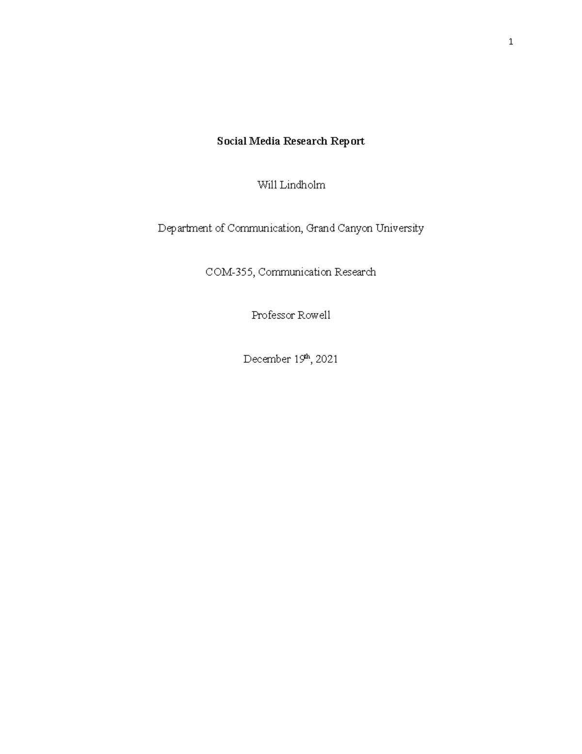 COM-355 Research Report ( Final) - Social Media Research Report Will ...