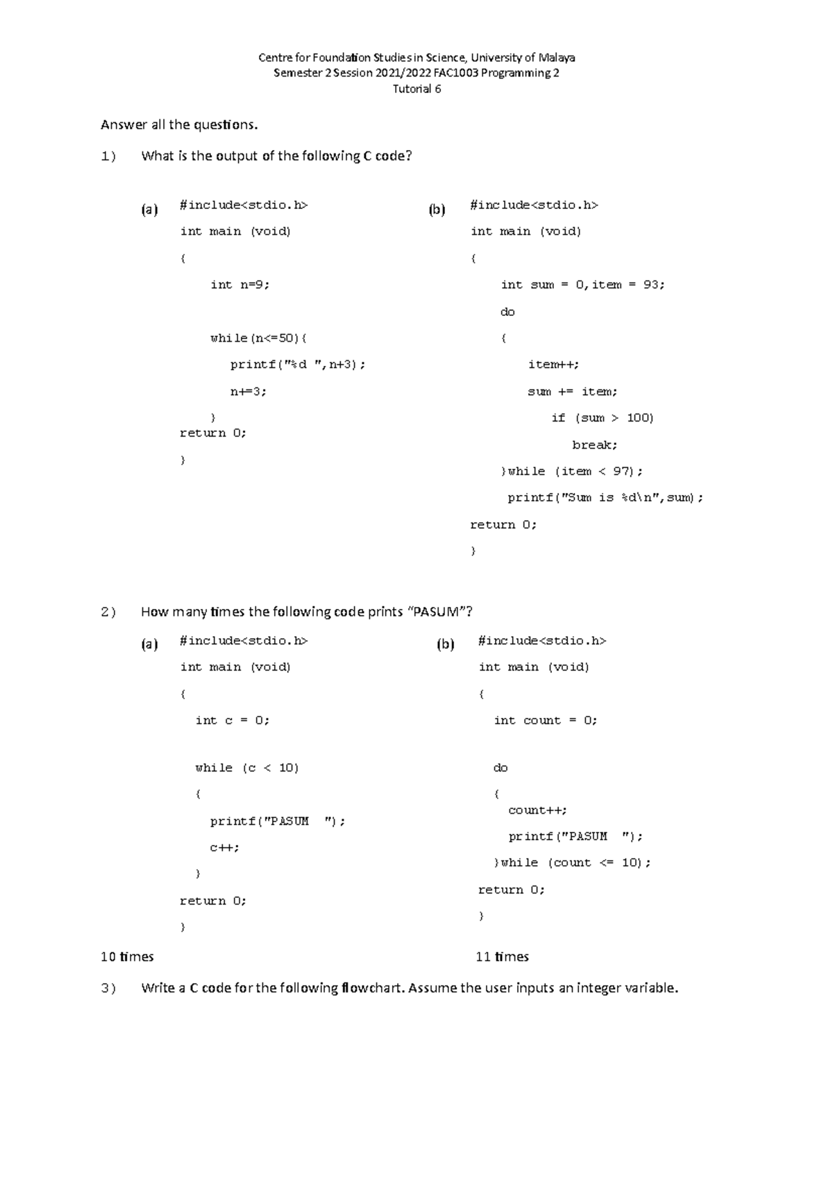 Tutorial 6 FAC1003 21 22 PASUM - Centre for Foundation Studies in ...