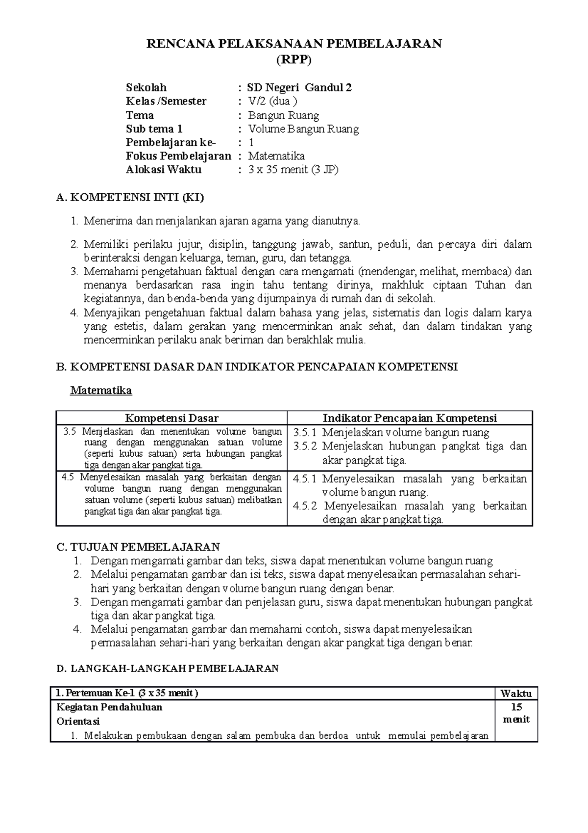 Projek RPP MTK - Semoga bermanfaat - RENCANA PELAKSANAAN PEMBELAJARAN ...