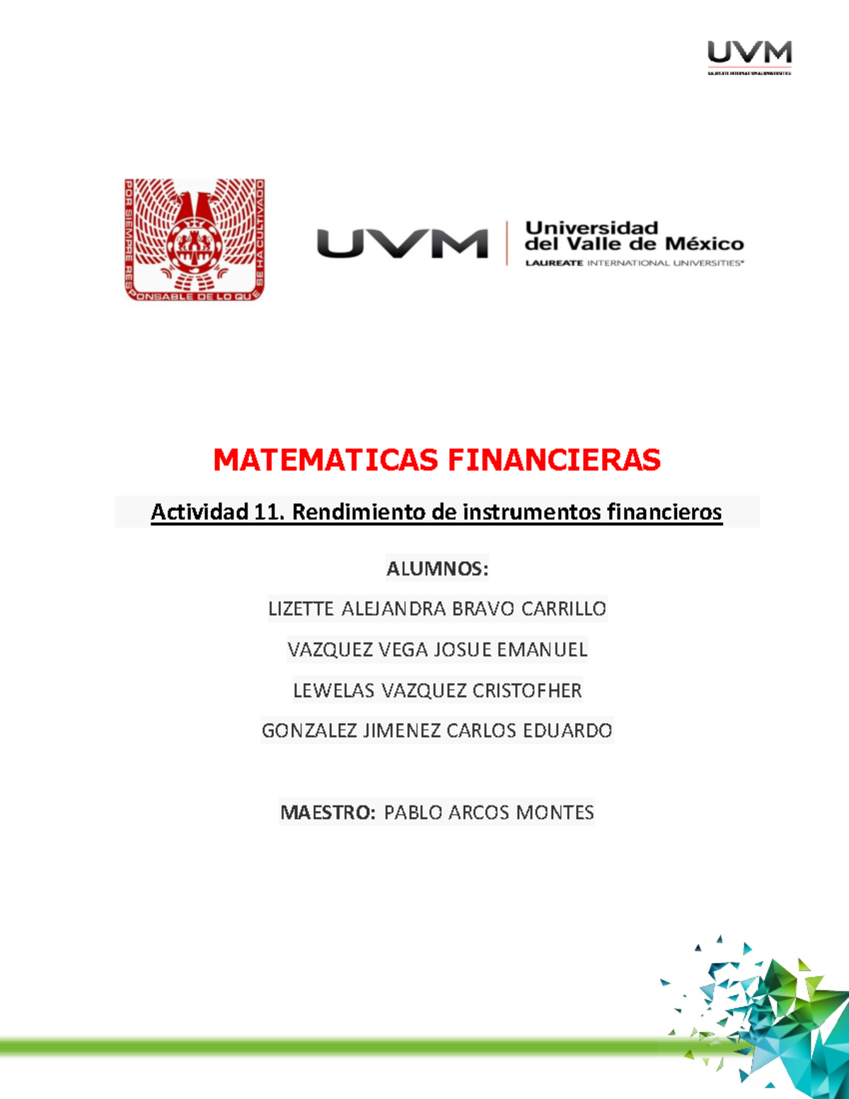 Matematicas+ Financieras+ - MATEMATICAS FINANCIERAS Actividad 11 ...