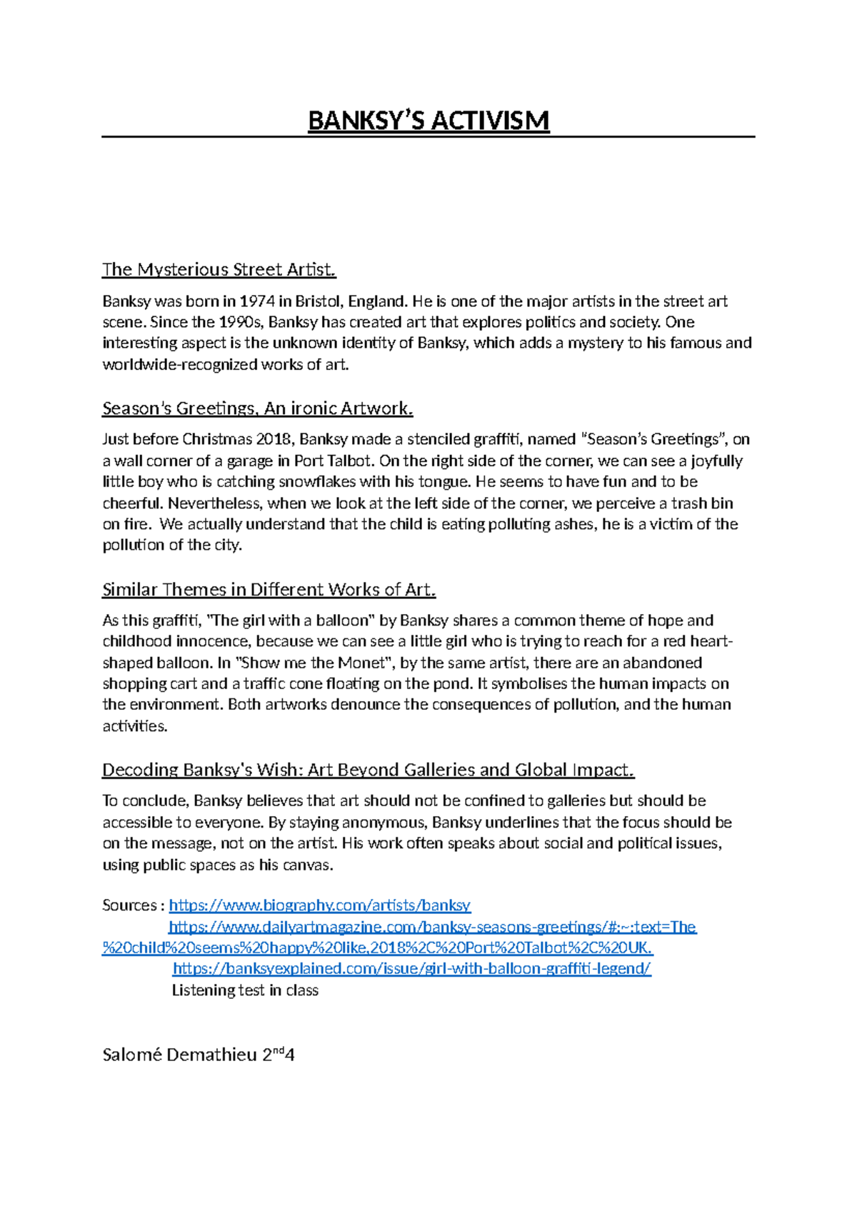 Banksy’S Activism - banksy - BANKSY’S ACTIVISM The Mysterious Street ...