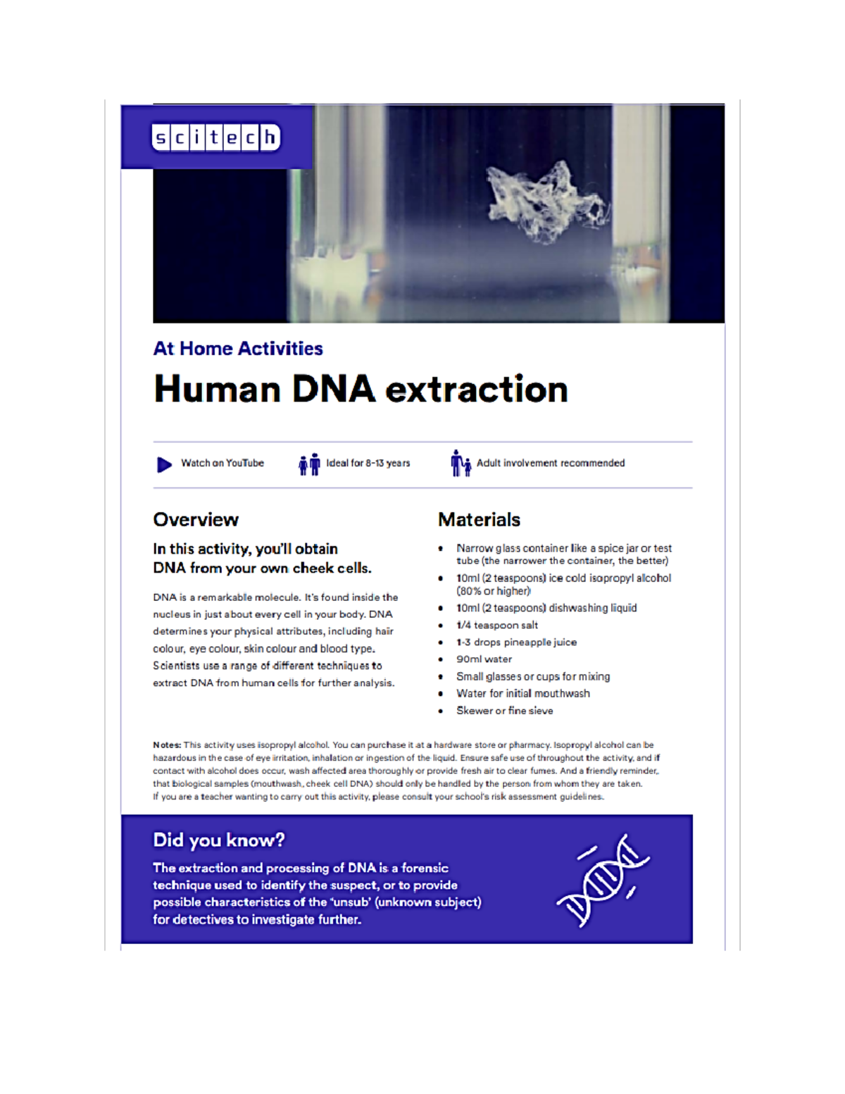 Lab Act 2 Human DNA Extraction - Attach 4 to 8 photo documentation of ...