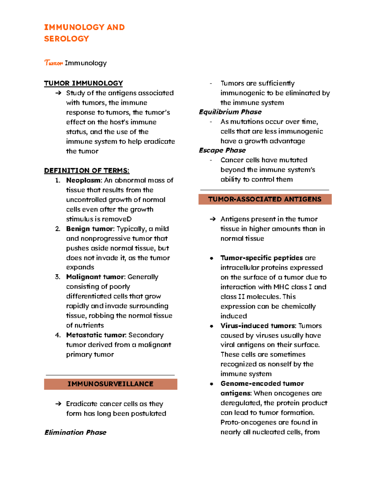 IS - Tumor Immunology - Source: Stevens, 3rd Ed. - IMMUNOLOGY AND ...