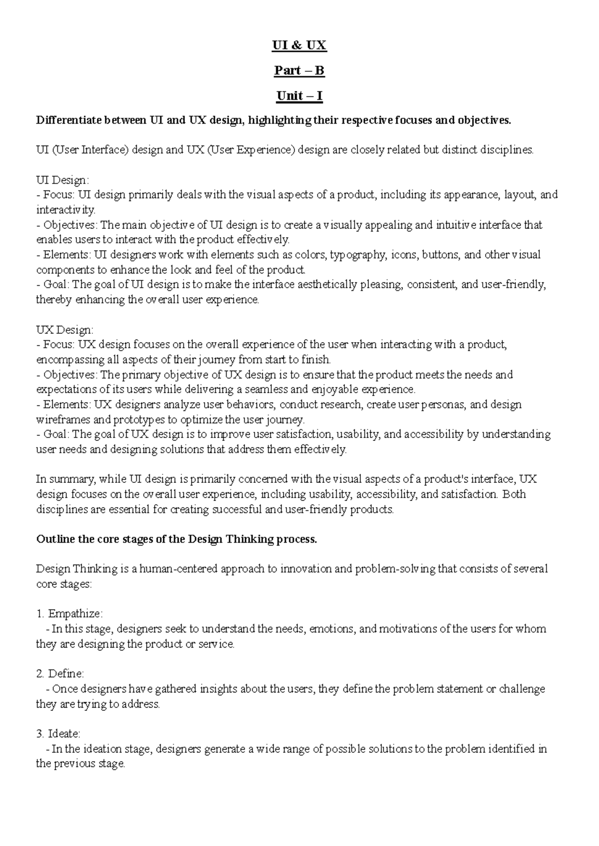 UIUX U1&U2 Part B - notes for part c - UI & UX Part – B Unit – I ...