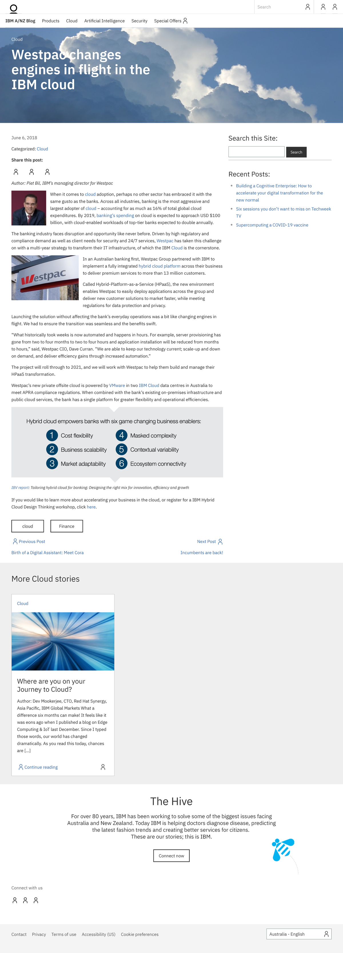 Westpac Cloud case study - Cloud Westpac changes engines in flight in the IBM cloud IBV report ...