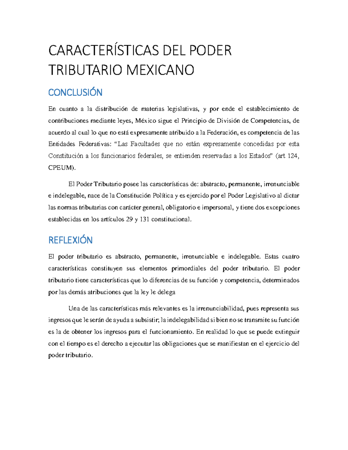 Características DEL Poder Tributario Mexicano - CARACTERÍSTICAS DEL ...