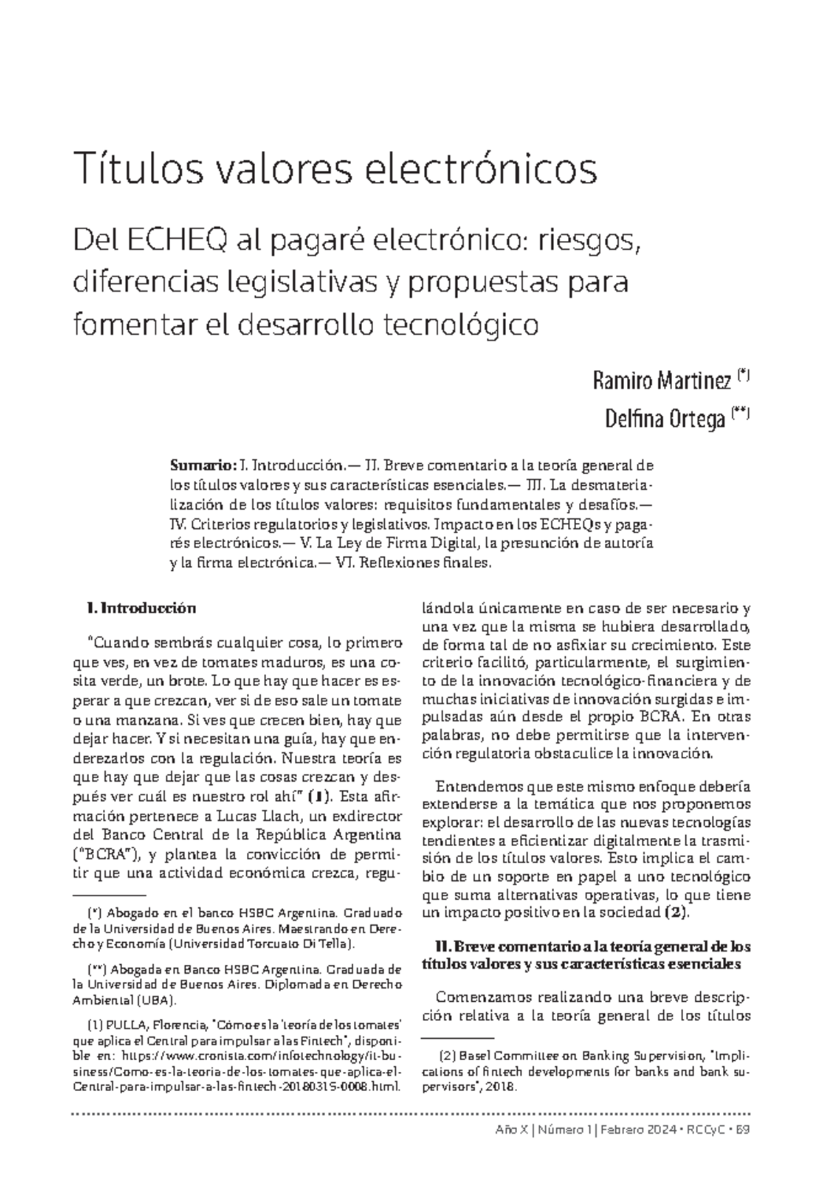 T tulos valores electr nicos 1708436839 - Año X | Número 1 | Febrero 2024 • RCCyC • 69 Títulos ...