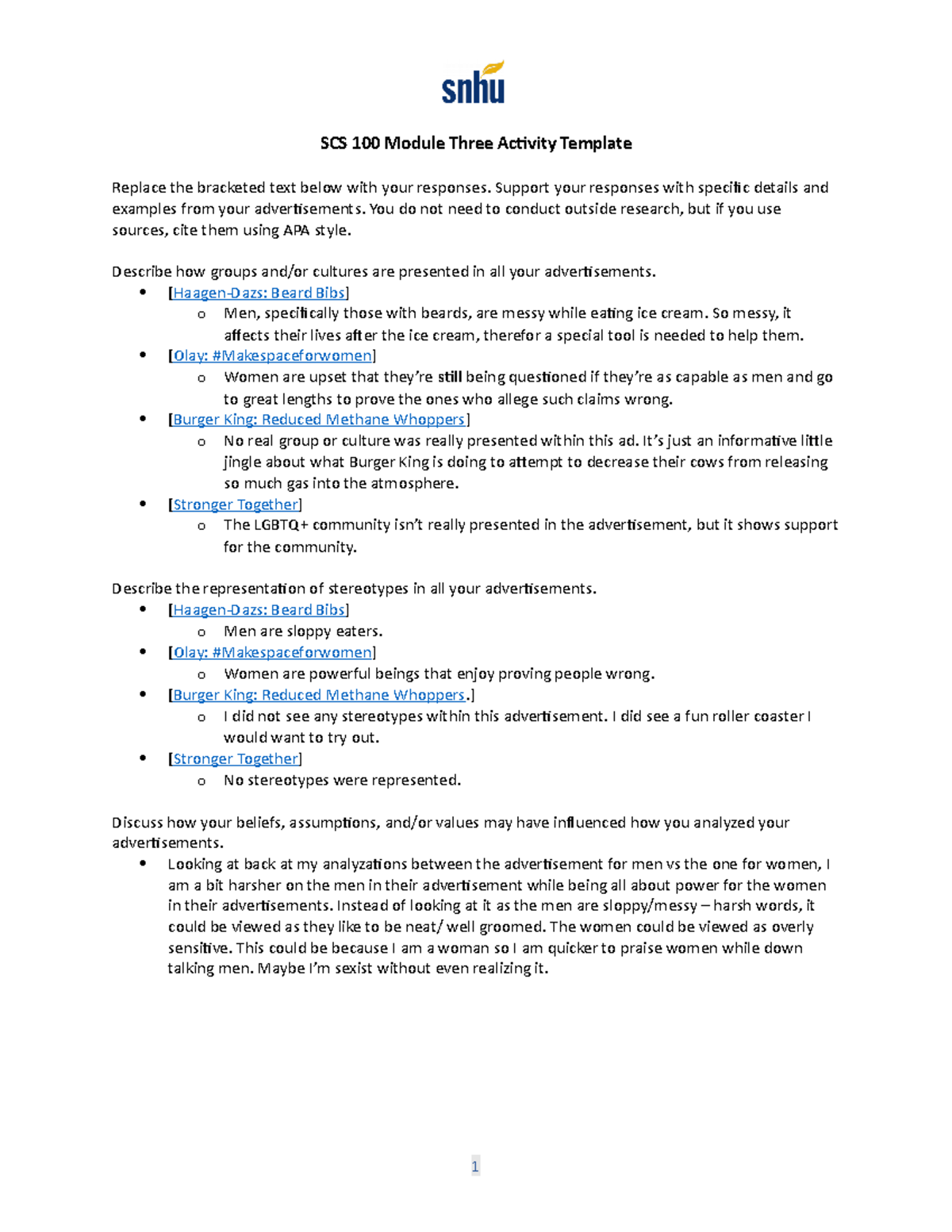 SCS 100 Module Three Activity Template - SCS 100 Module Three Activity ...