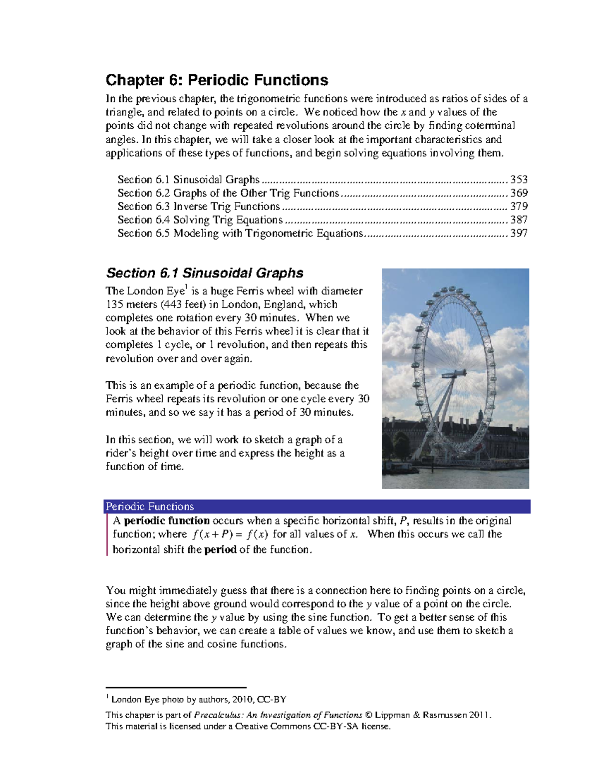 Periodic functions math - This chapter is part of Precalculus: An ...