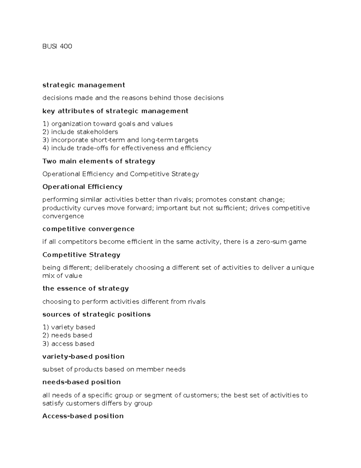 BUSI 400 ch 1 - Chapter 2 Questions with Details - BUSI 400 strategic ...