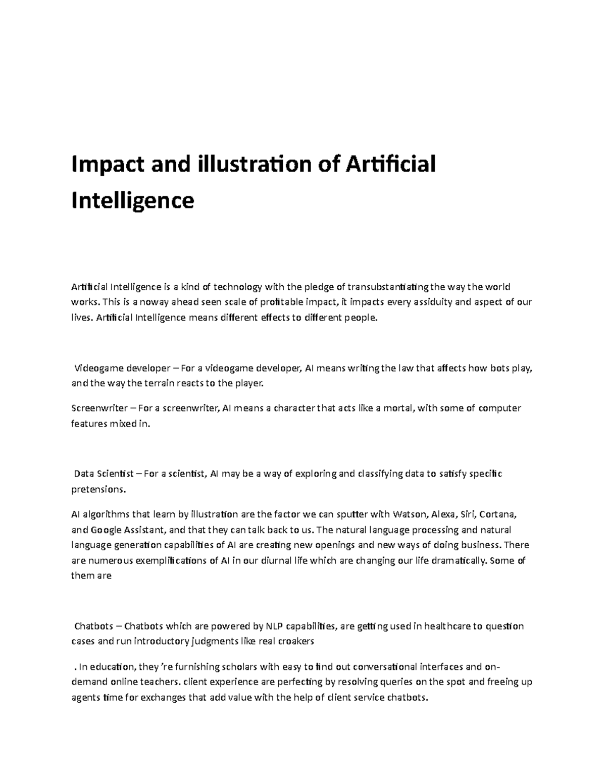 Impact and illustration of Artificial Intelligence - Impact and ...