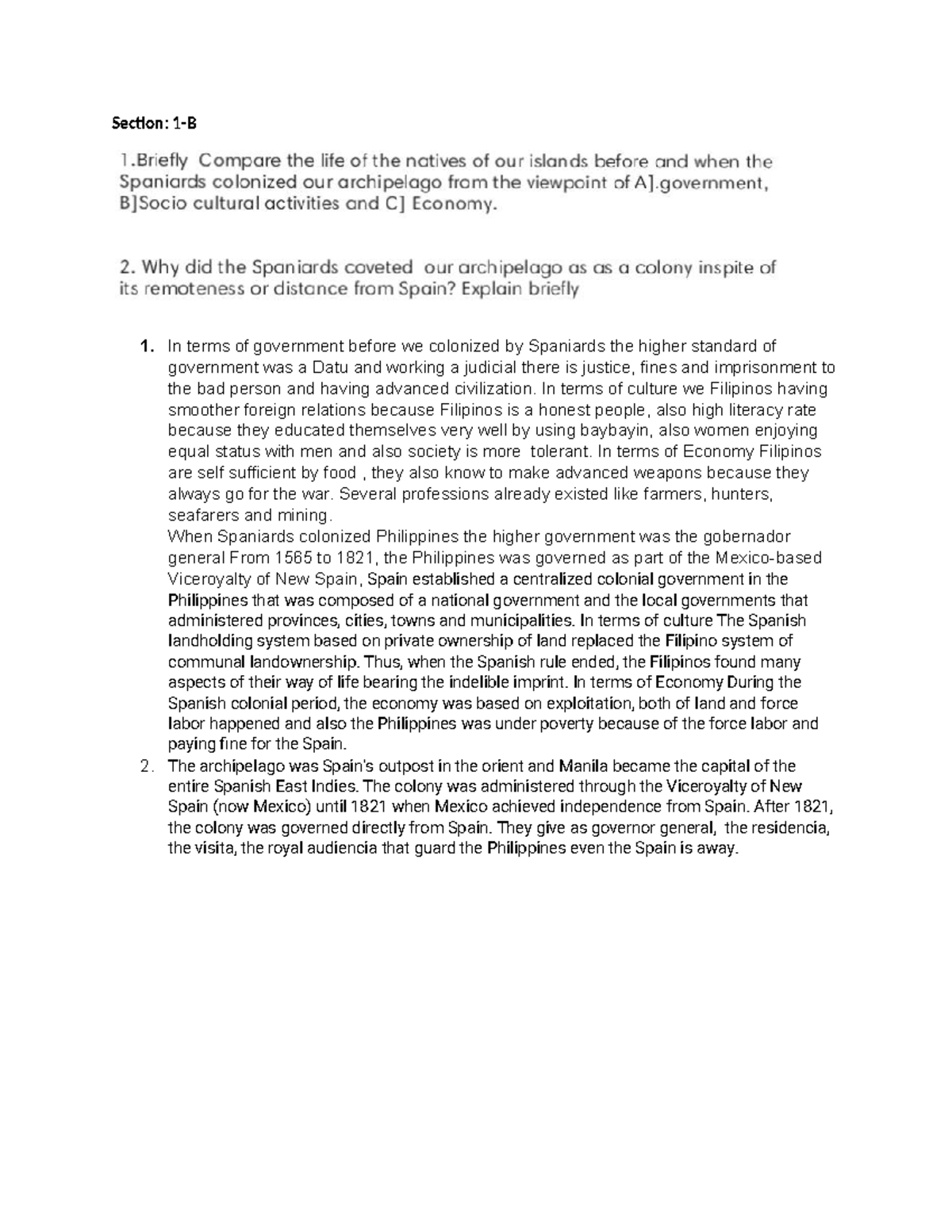 Document (1) - fvdgcgbvrehg - Section: 1-B 1. In terms of government ...