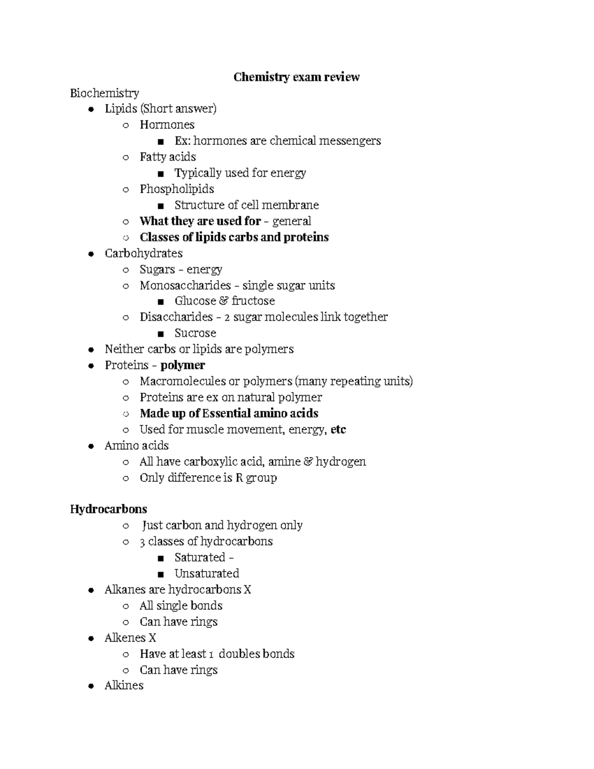 Chemistry exam review - Lecture notes All Lectures - Chemistry exam ...