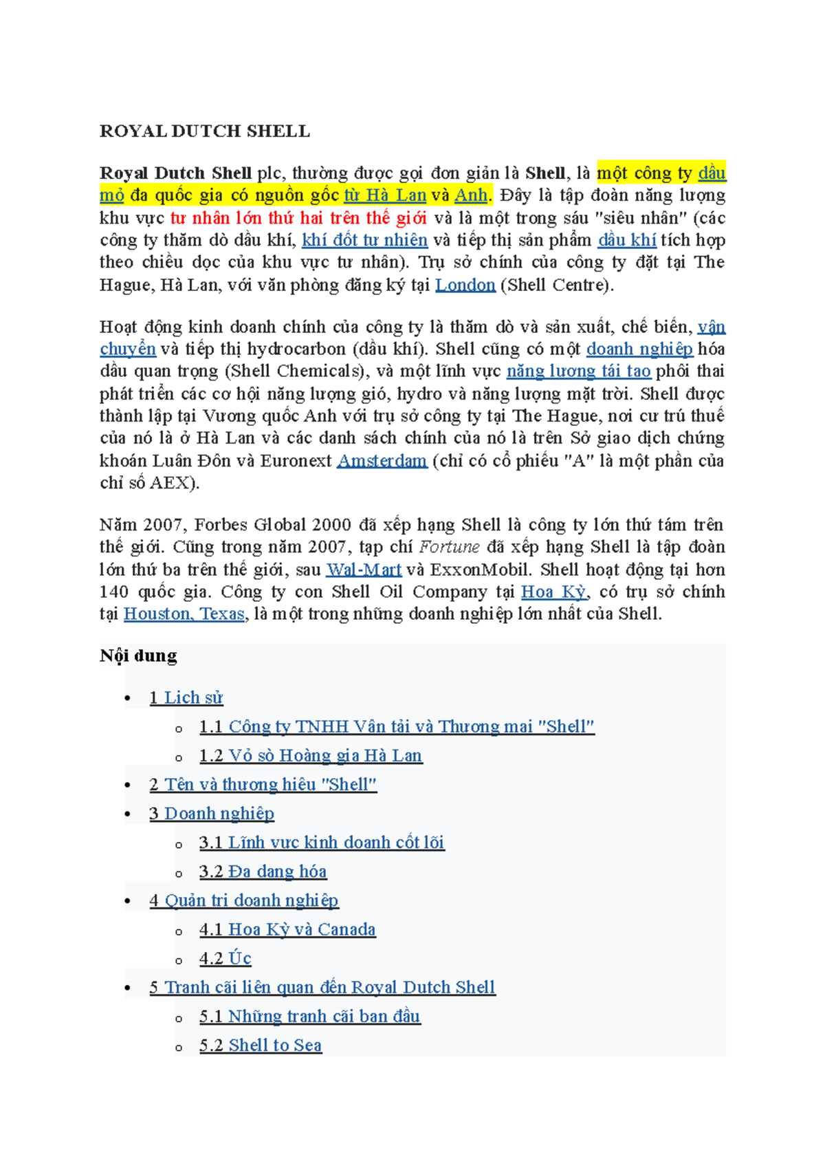 Royal Dutch Shell - ROYAL DUTCH SHELL Royal Dutch Shell plc, thường ...