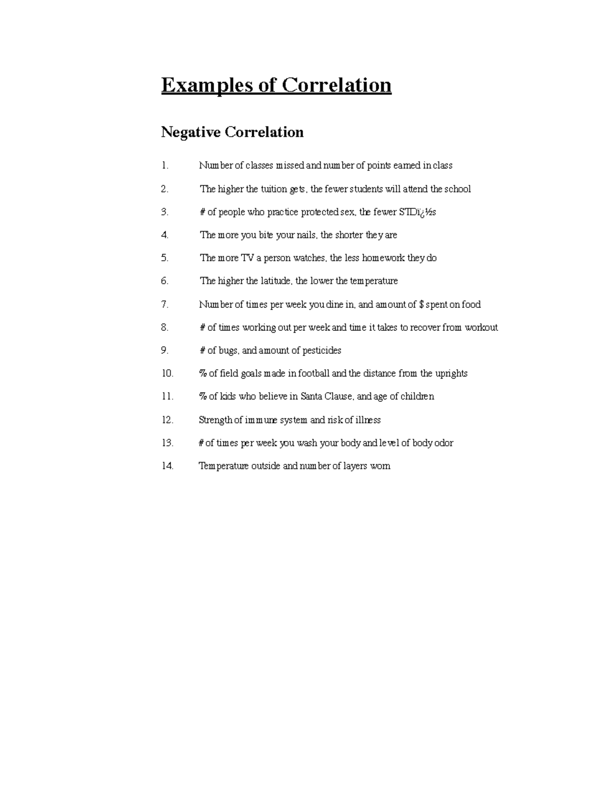 Examples of Correlation - Examples of Correlation Negative Correlation ...