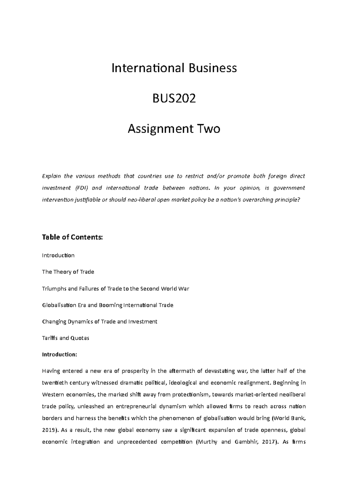 Int. Bus. - Trade and FDI - International Business - International ...