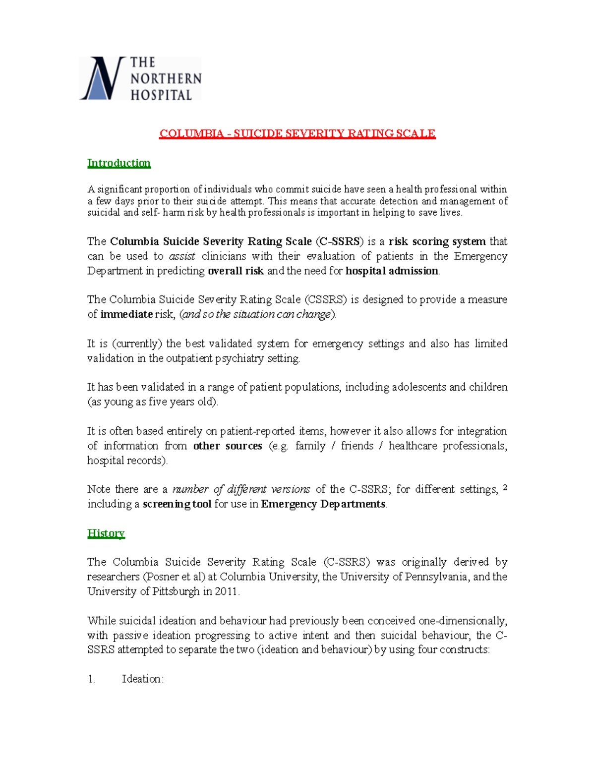 Columbia+Suicide+Severity+Rating+Scale - COLUMBIA - SUICIDE SEVERITY ...