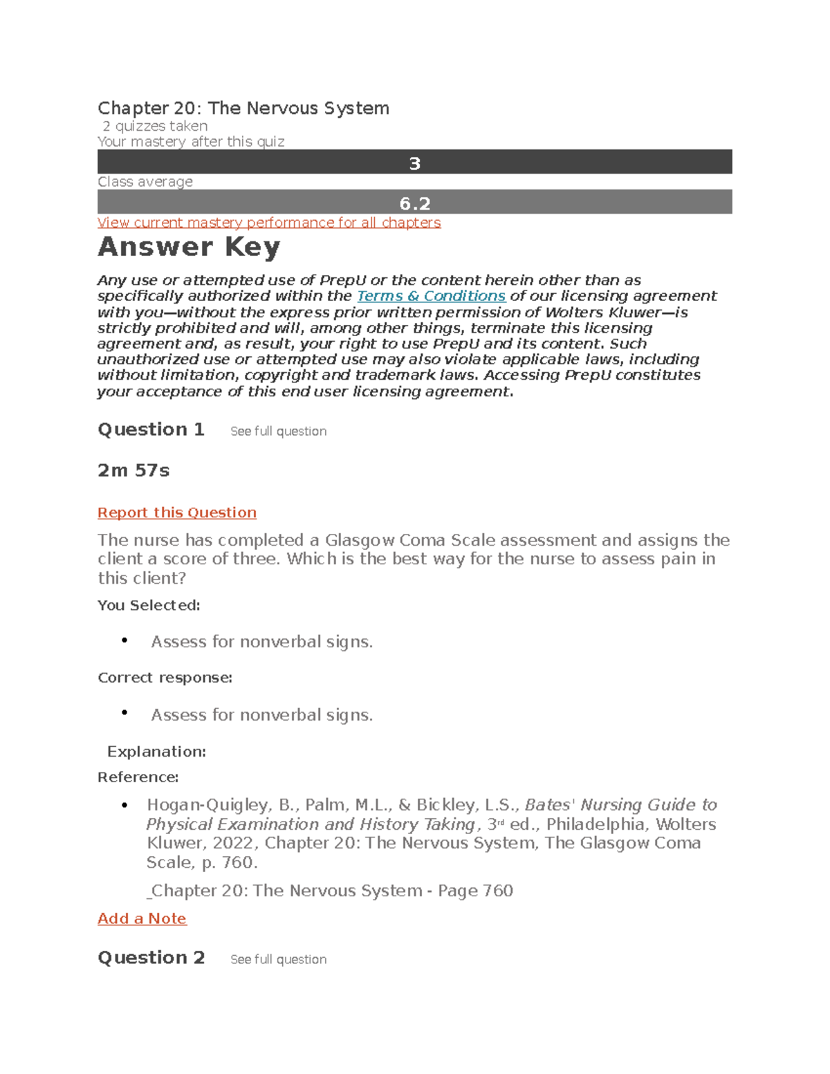 Chapter 20 Review - Coursepoint - Chapter 20: The Nervous System 2 ...