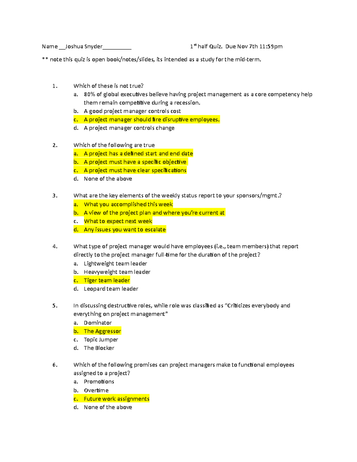First half quiz (1) completed - Name Joshua Snyder_______ 1 st half ...