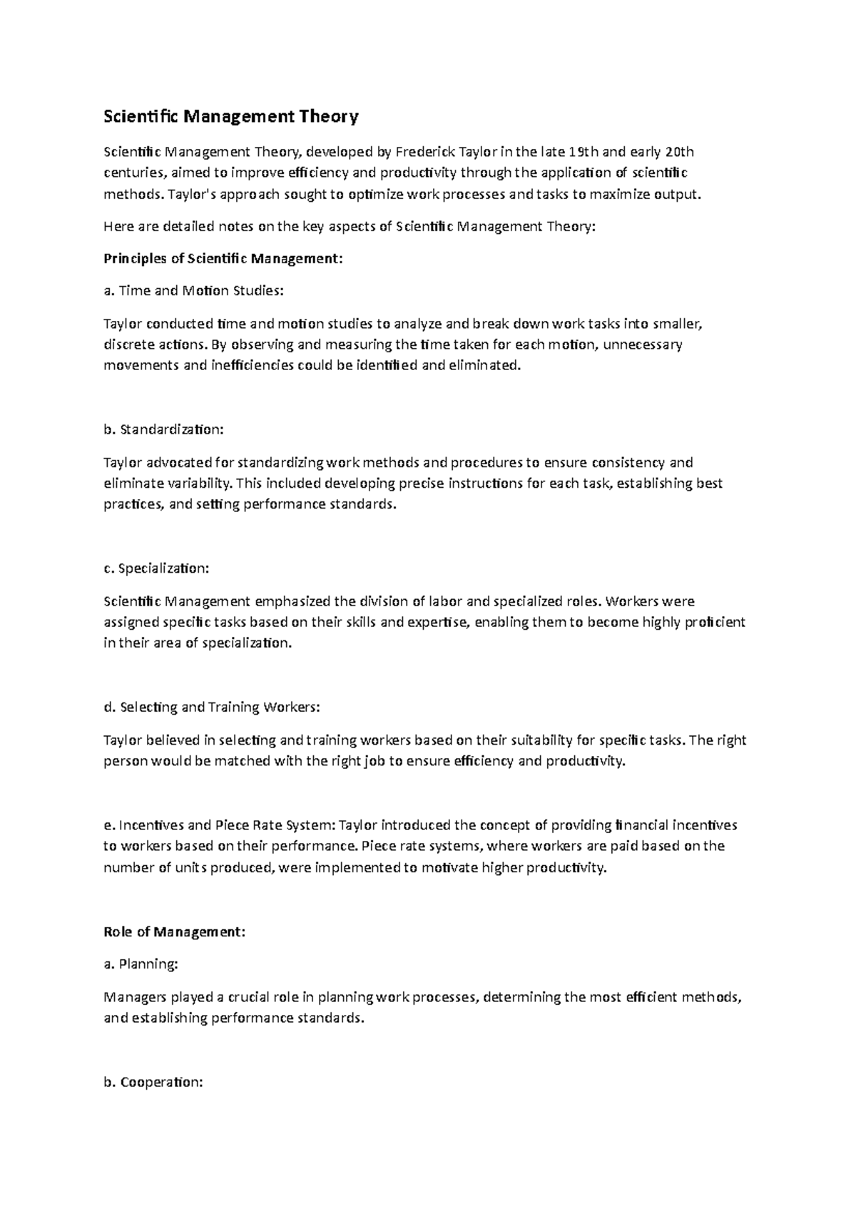 Scientific Management Theory - Scientific Management Theory Scientific ...