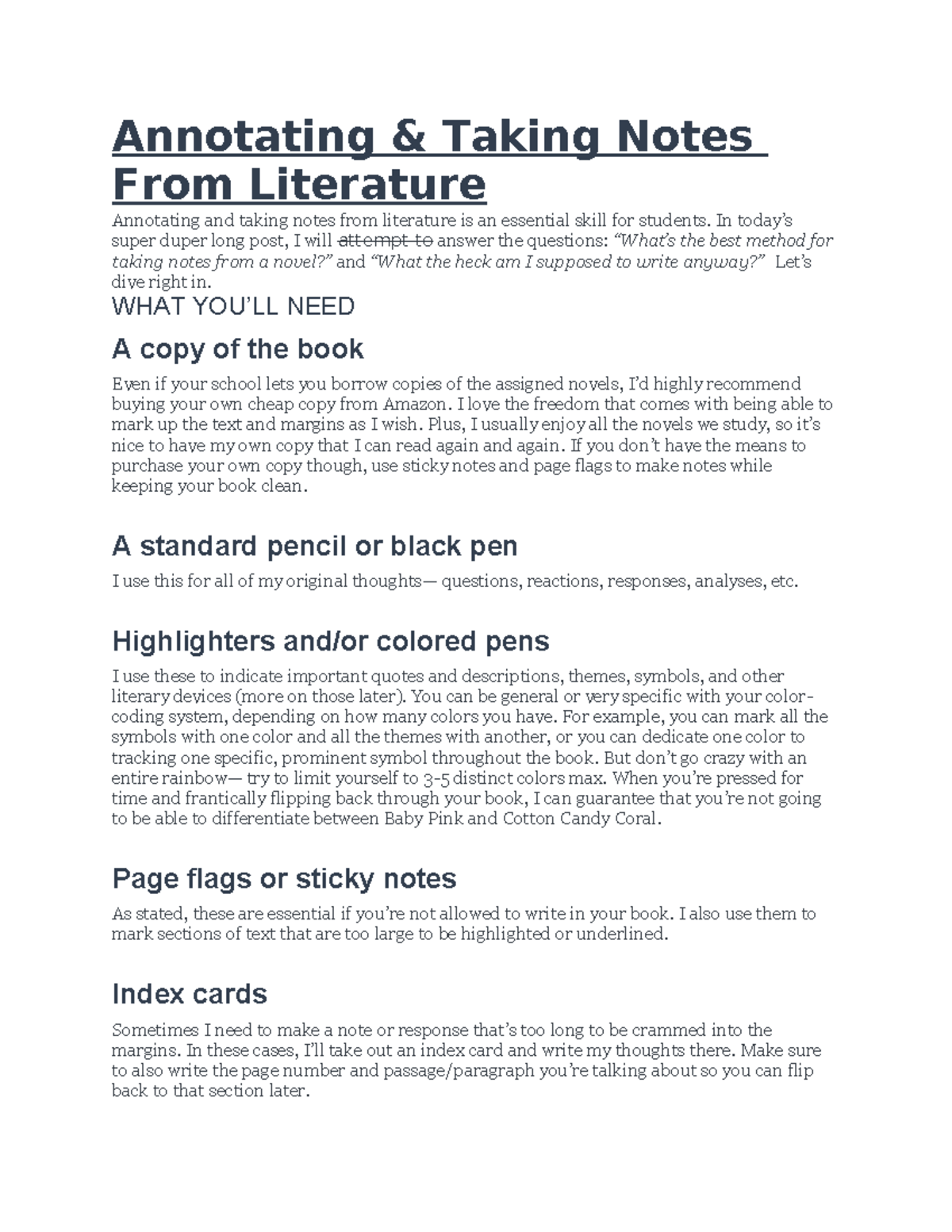 Annotating - A guide to thoroughly annotate your books - Annotating ...