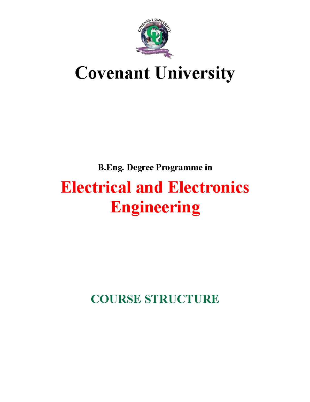 EEE Course Structure - Electronics and Electronics Engineering ...