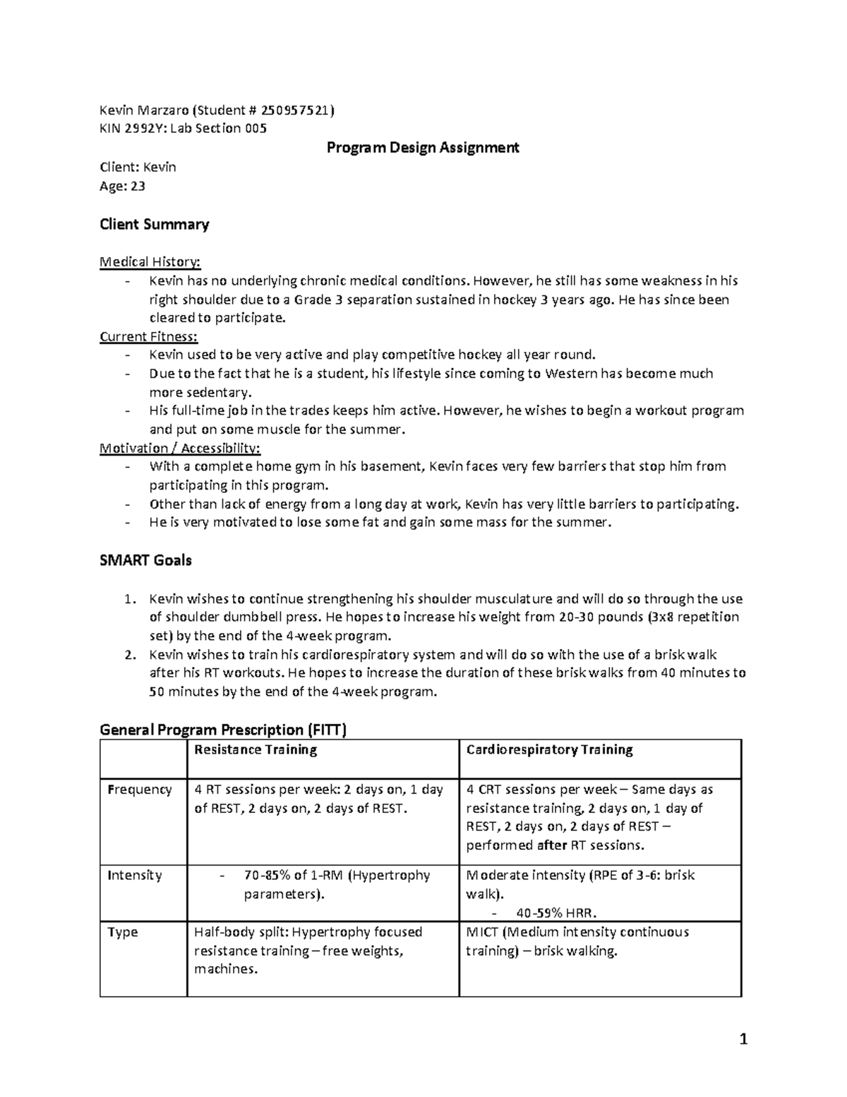 Program Design Assignment 2992 - Kevin Marzaro (Student # 250957521 ...