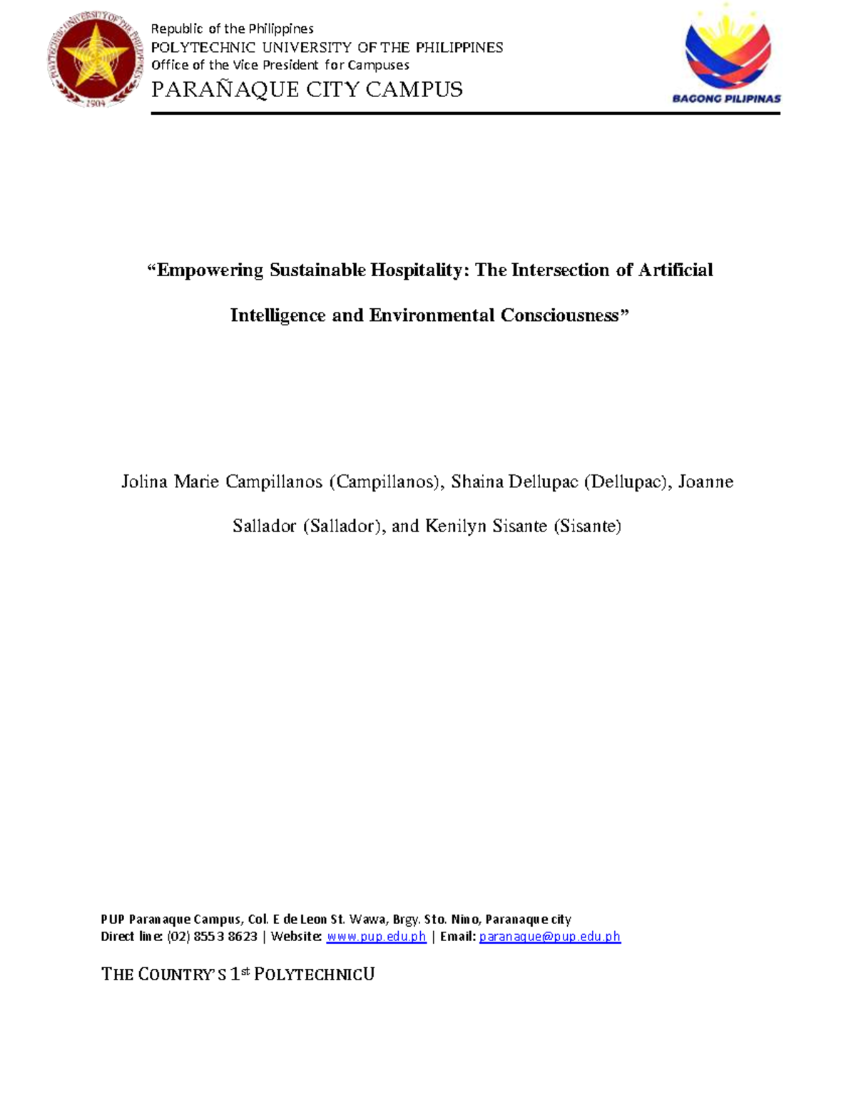 Chapter 123 AI AND EC - Sample Research - POLYTECHNIC UNIVERSITY OF THE ...