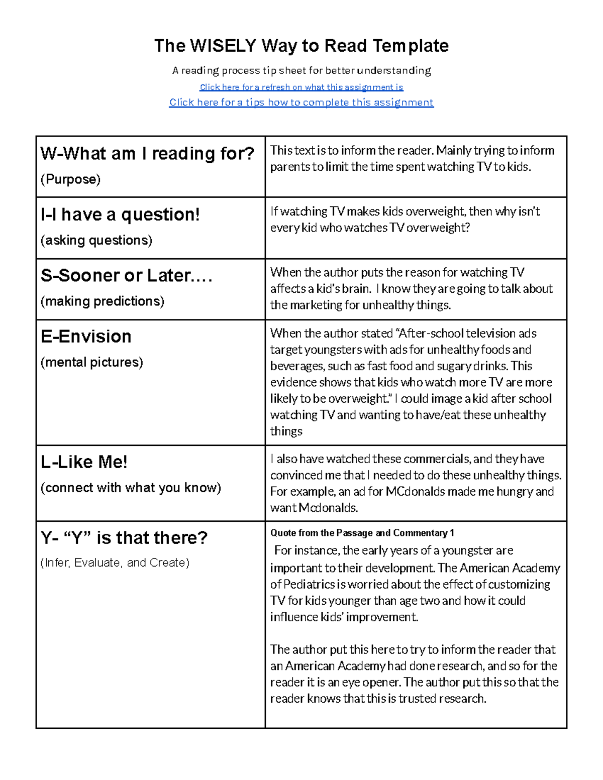 Copy of The Wisely Way to Read Template - The WISELY Way to Read ...