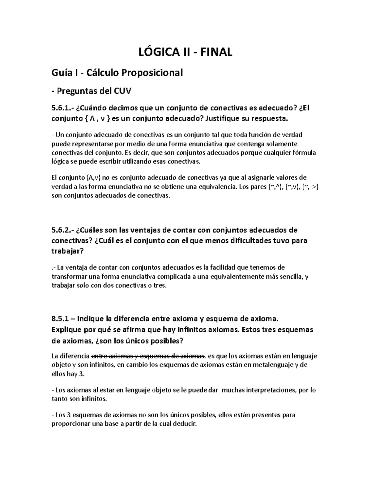 FINAL LÓGICA II Guía N ° 1 - Warning: TT: undefined function: 32 Warning: TT: undefined function ...