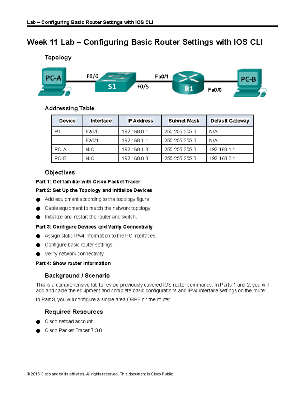 Week11Lab - Week 11 Lab work - Week 11 Lab – Configuring Basic Router ...