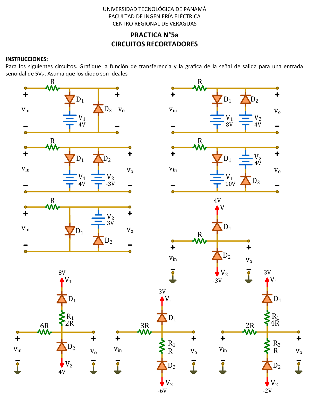 Practica - Diodos - Circuitos Recortadores - UNIVERSIDAD TECNOLÓGICA DE PANAMÁ FACULTAD DE - Studocu