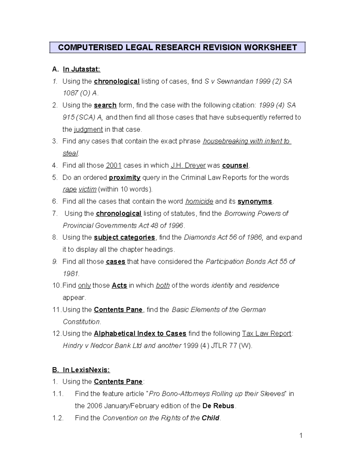 Revision Questions (All) - COMPUTERISED LEGAL RESEARCH REVISION ...