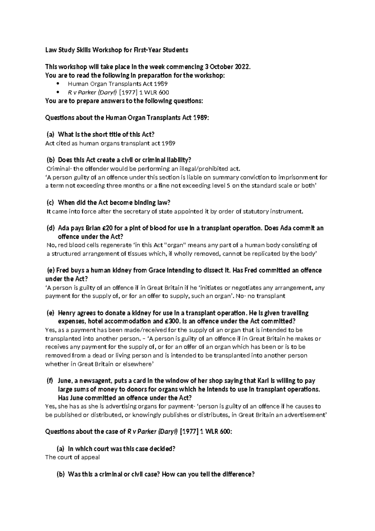 Study skills workshop 1 - Law Study Skills Workshop for First-Year ...