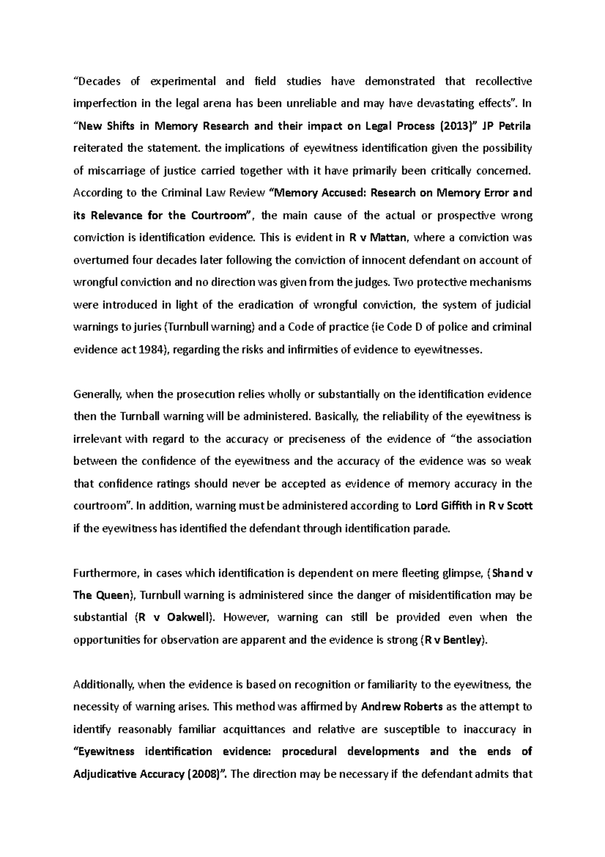 ID Essay - Identification - evidence law - Studocu