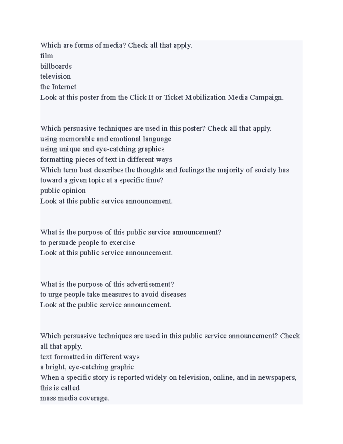 Media Literacy 1 - practice materials - Which are forms of media? Check ...