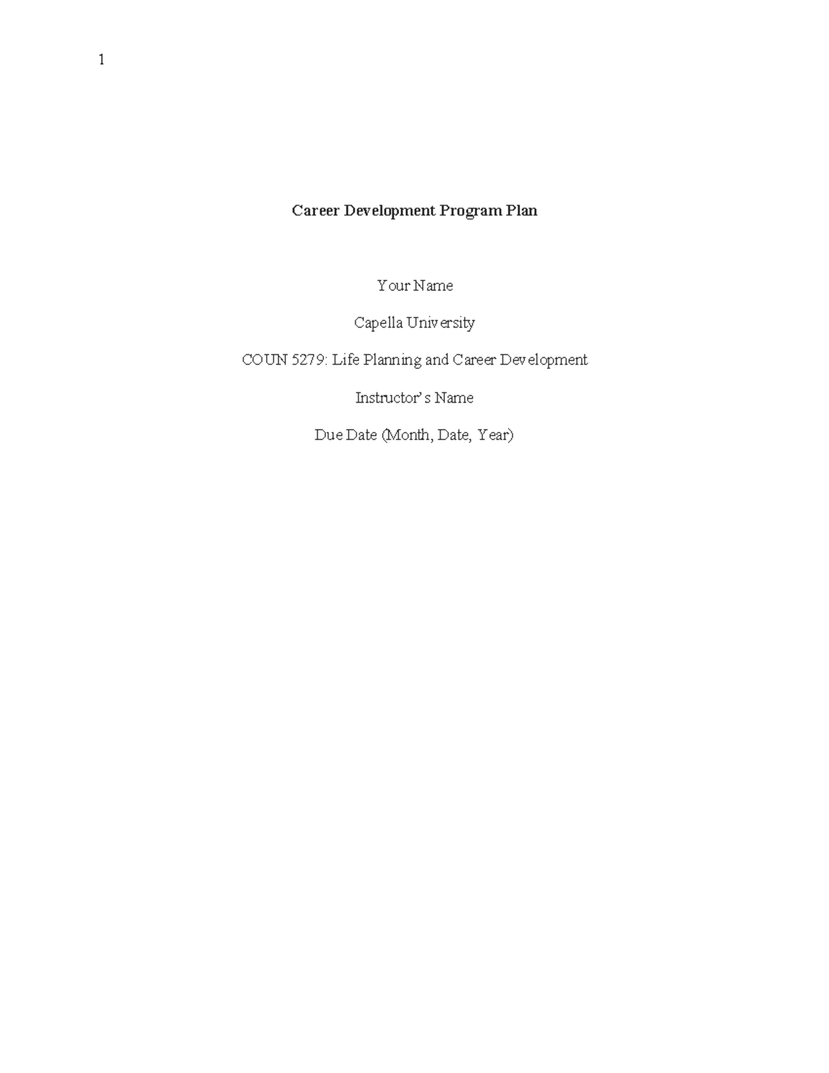 Cf u06a1 assignment template - Career Development Program Plan Your ...