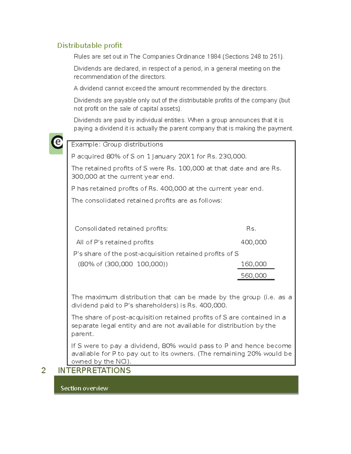 Distributable profit - Distributable profit Rules are set out in The ...