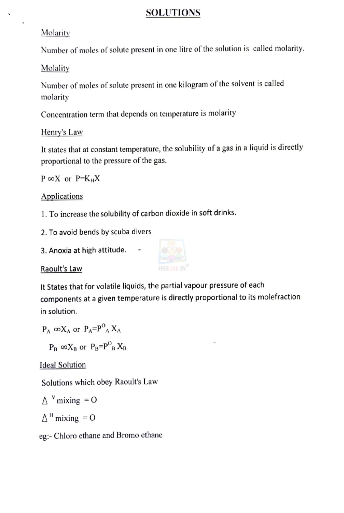 Hsslive xii orukkam chemistry notes by alpy trs - SOLUTIONS Molarity ...