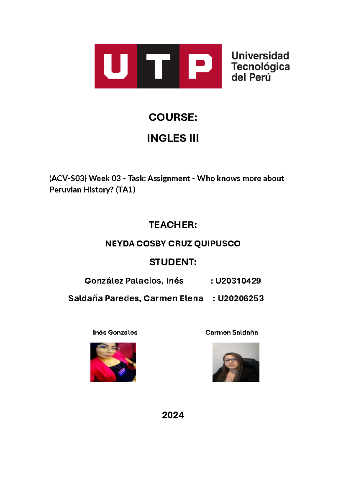 WEEK 03 - Gonzalez INES - Saldaña Carmen - Ingles III - COURSE: INGLES ...