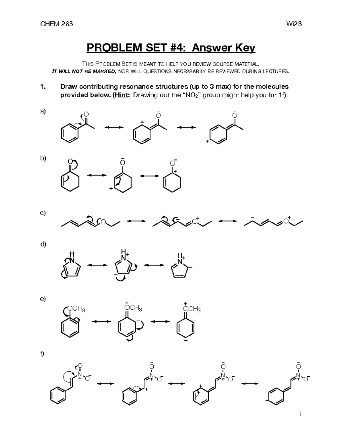 Solutions PS4 Resonance Chem263 - CHEM 263 Wi PROBLEM SET #4: Answer Key THIS PROBLEM SET IS ...