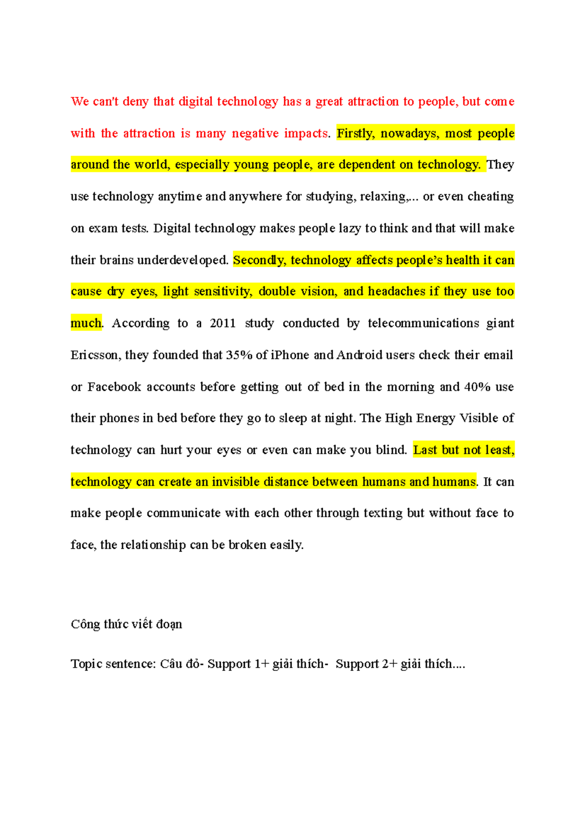 Paragraph sample- Digital technology - We can't deny that digital ...