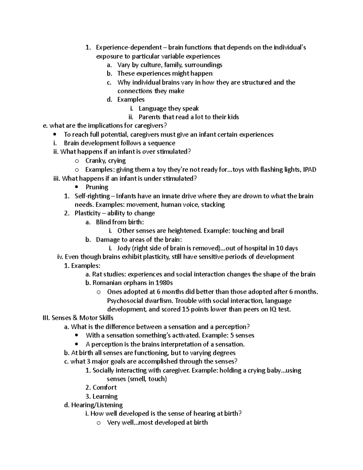Chapter 3 (Psych 204) Part 3 - Experience-dependent – brain functions ...