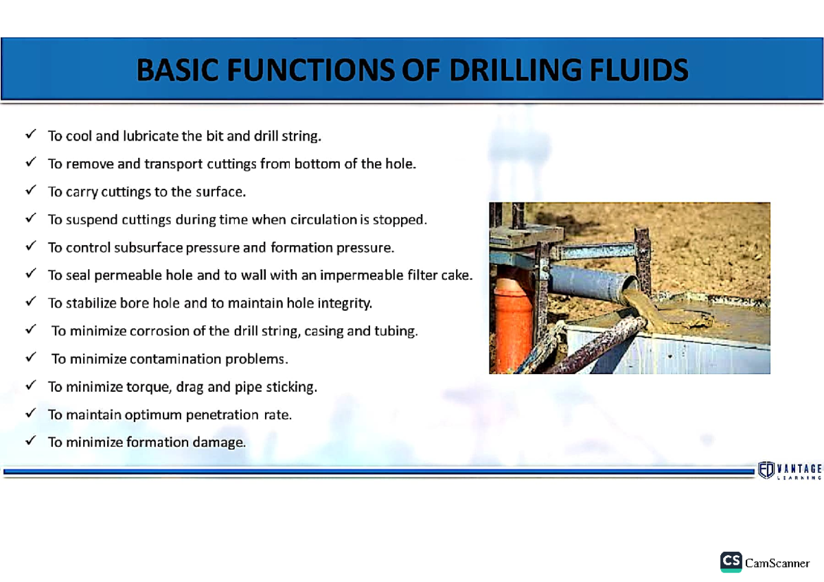 P5 - BASIC FUNCTIONS OF DRILLING FLUIDS VISCOSITY CURVE MUD PROGRAMME CLASSIFICATION - Studocu
