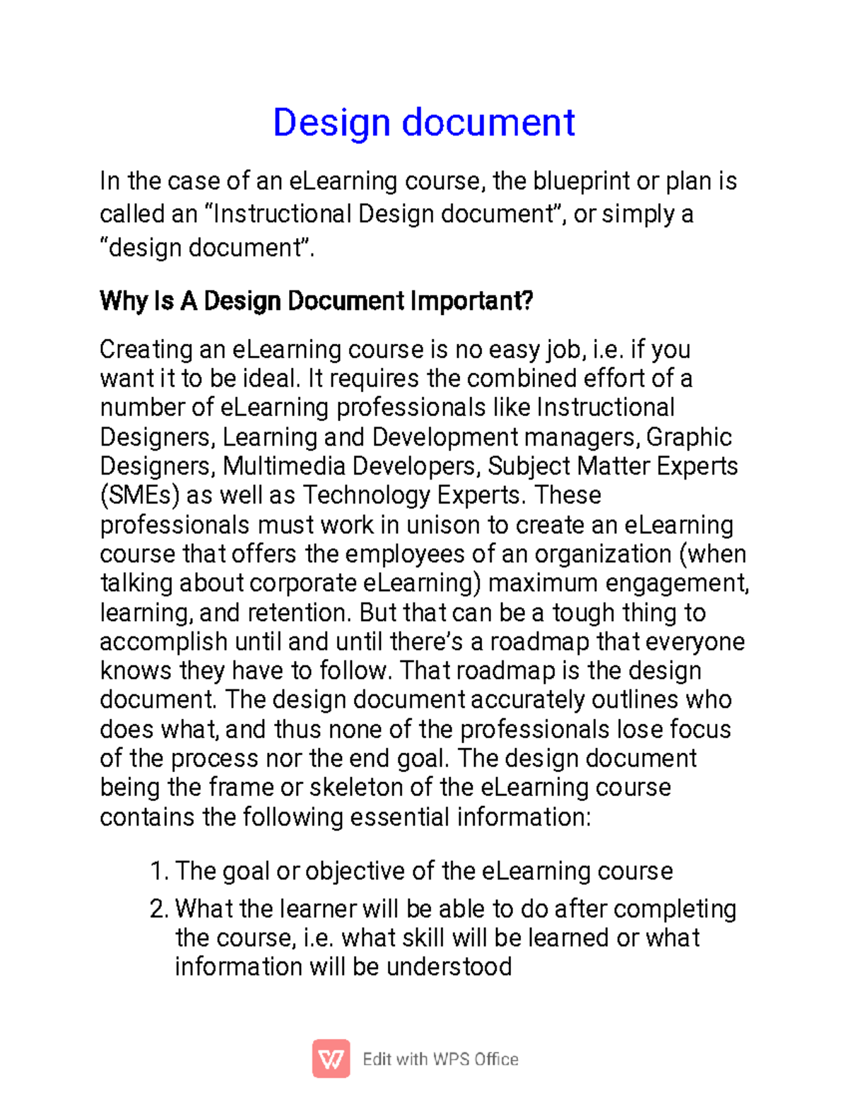 Design document - Eassay note - Design document In the case of an ...