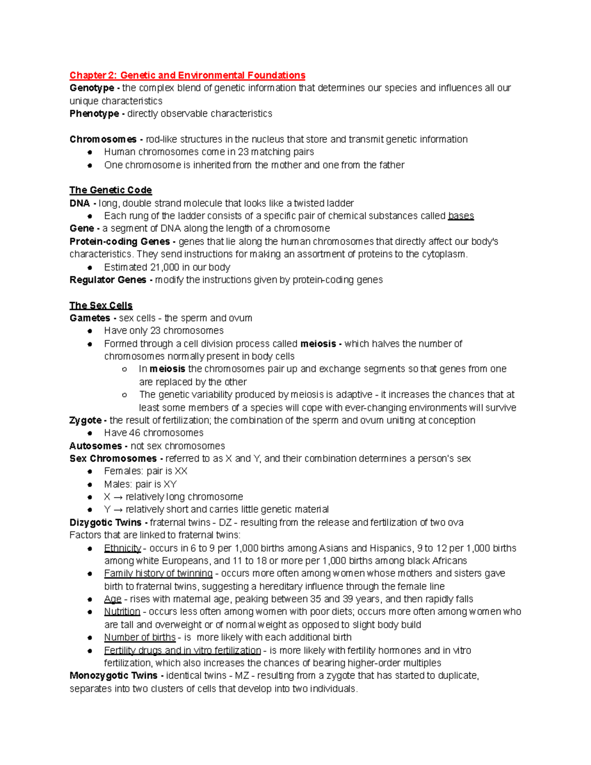 Chapter 2 Genetic and Environmental Foundations - Chapter 2: Genetic ...